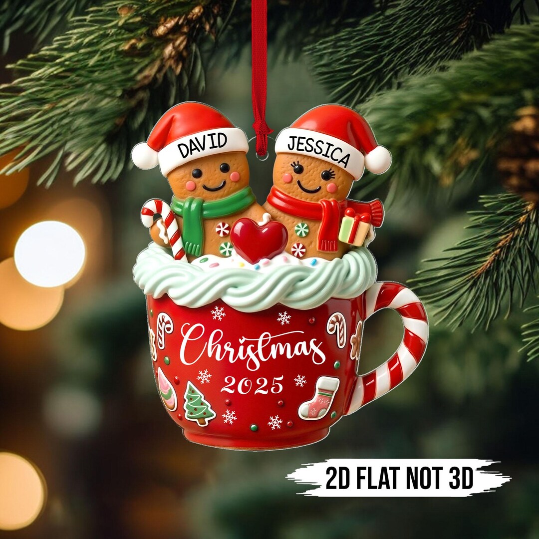Personalized Couple Christmas Tree Ornament, Gingerbread Ornament ...