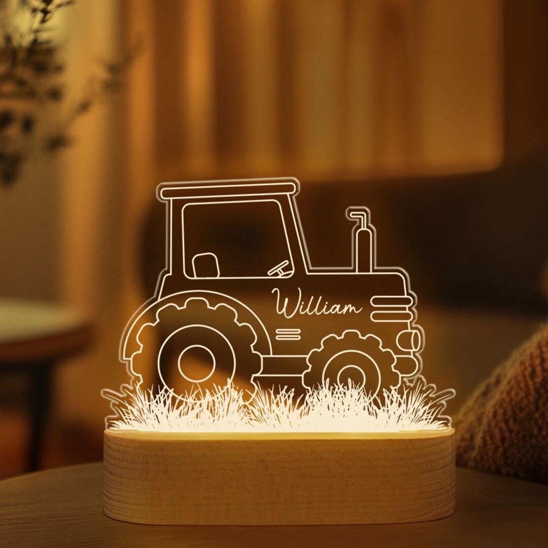 Personalised Tractor Night Light, Digger Light, Tractor Light, Nursery ...