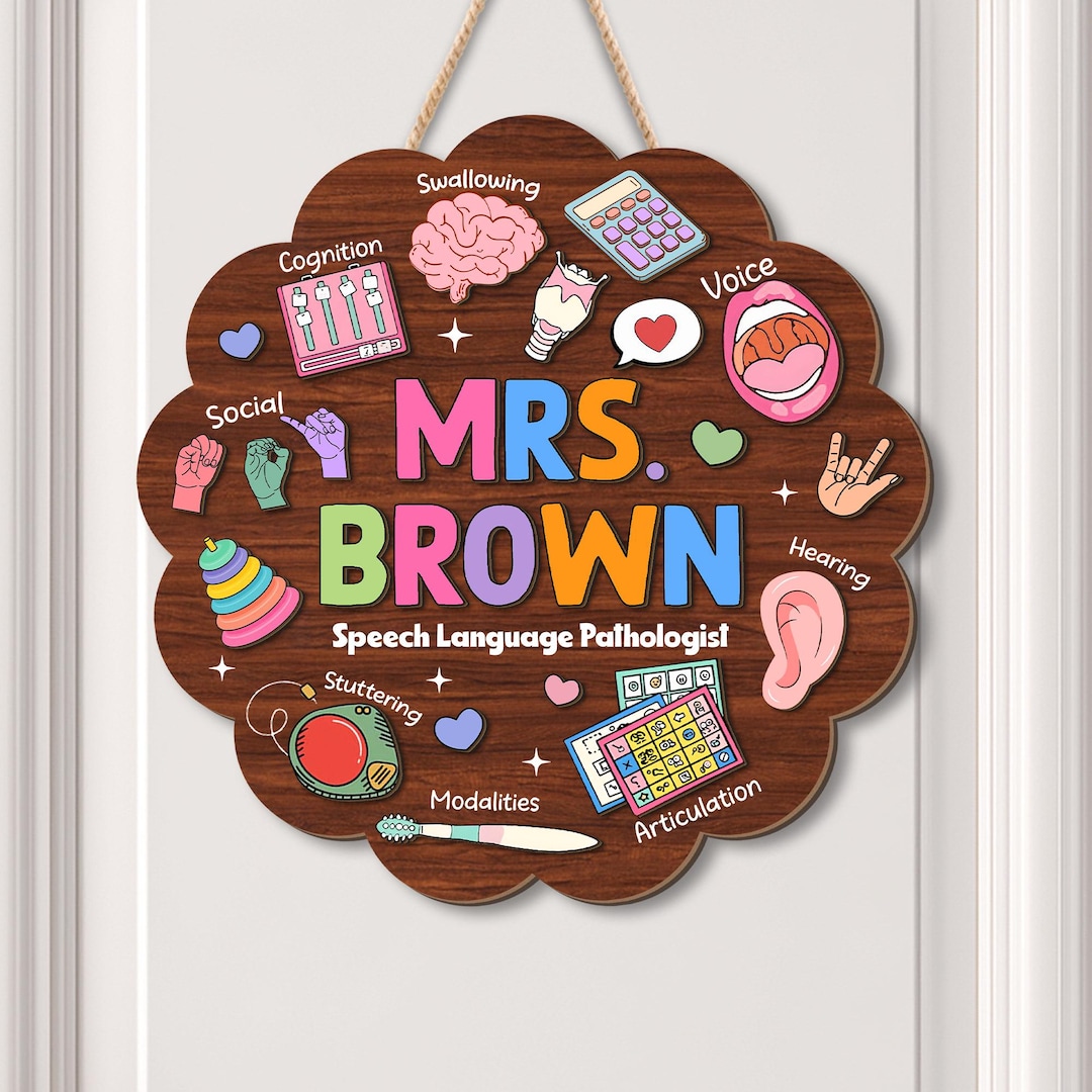 Speech Pathologist Door Sign, Custom SLP Teacher Name 3D Sign, Speech ...
