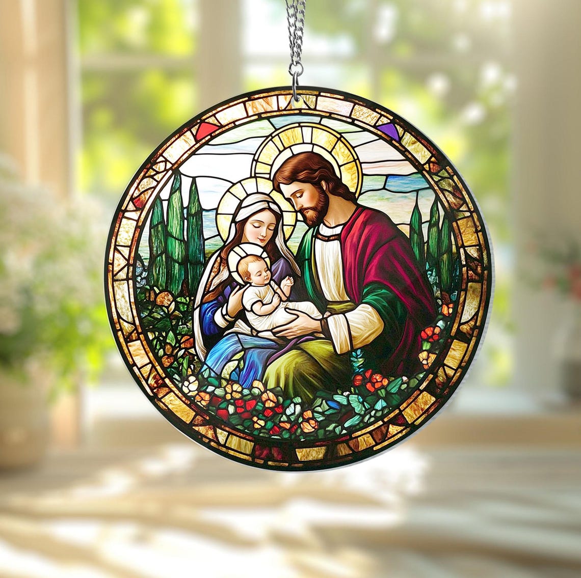 Nativity Christmas Window Hanging Ornament, Nativity Religious Ornament ...