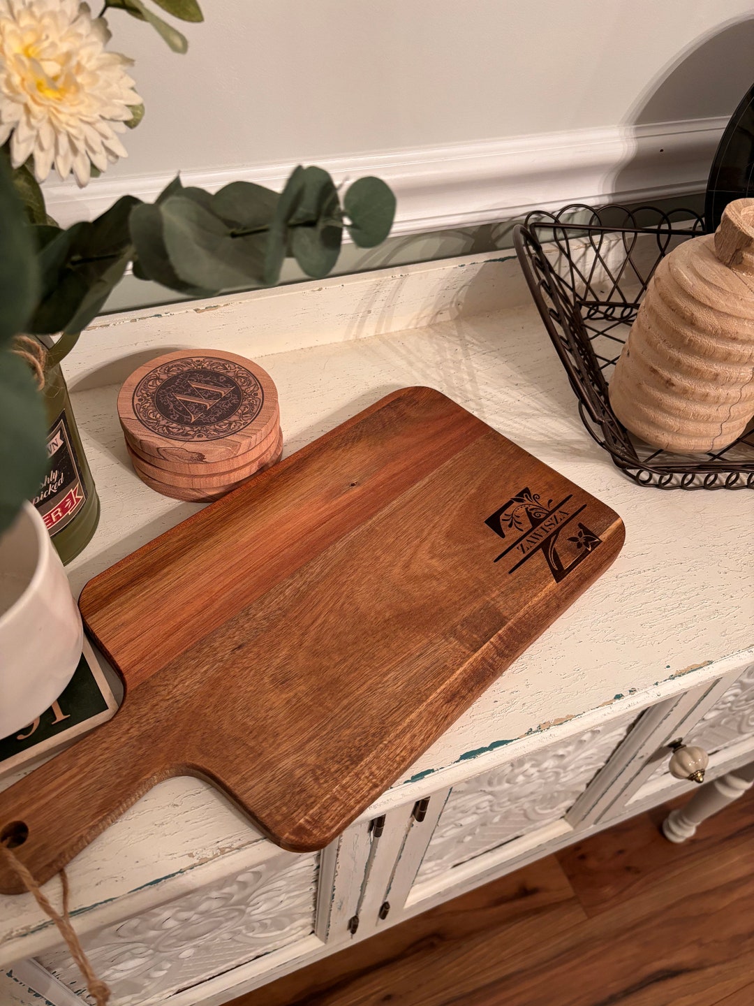 Handmade Acacia Wood Cutting Board With Personalized Design Options ...