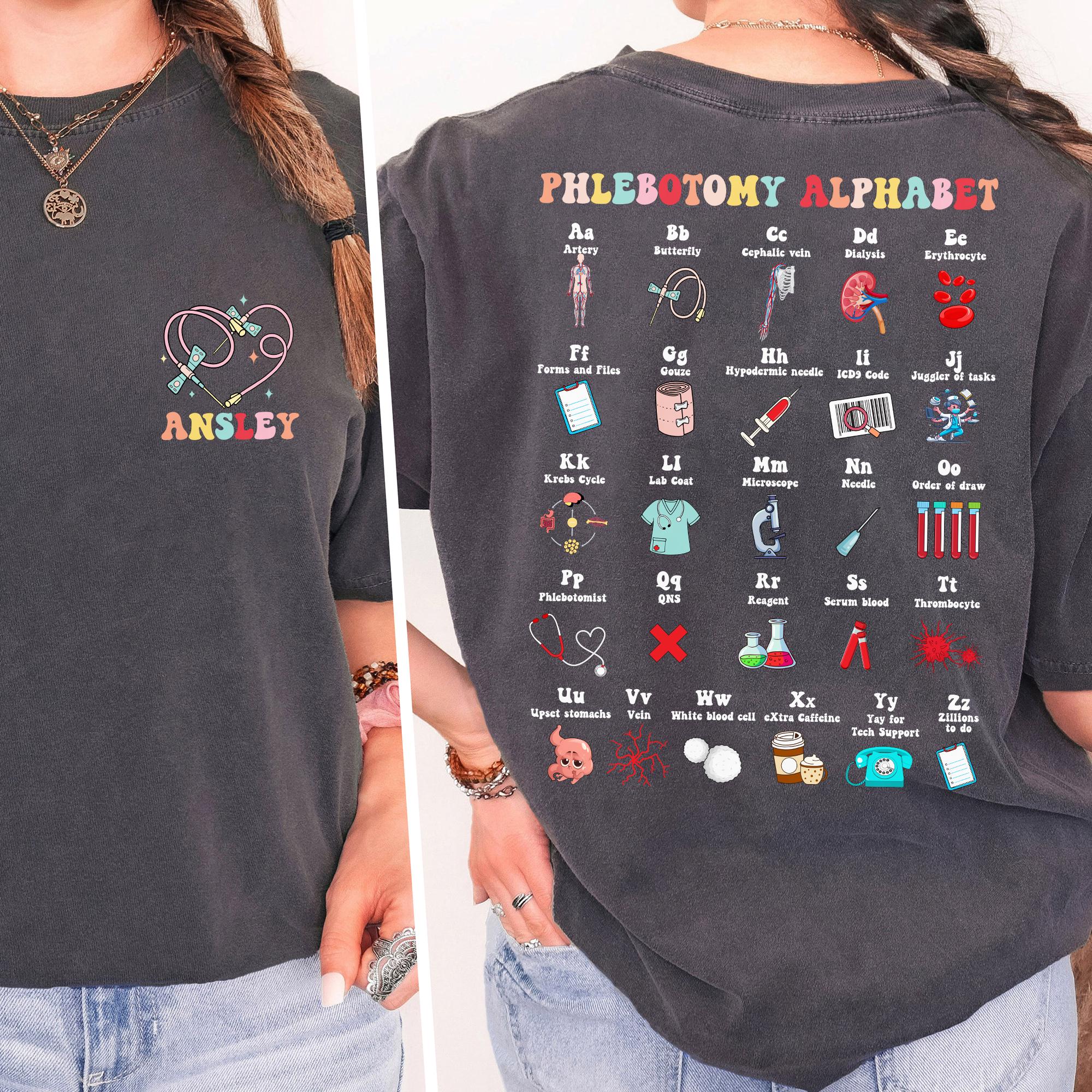 Phlebotomist Nurse Shirt, Phlebotomy Alphabet Shirt, Phlebotomy Tech ...