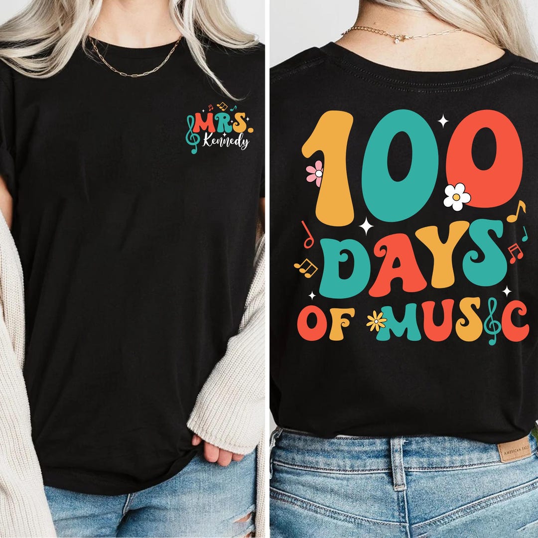 Personalized Music Teacher Shirt, 100 Days of Music Shirt, Music ...