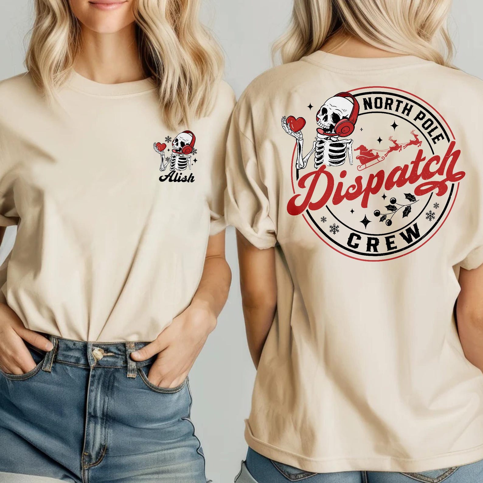 Personalized 911 Dispatcher Christmas Sweatshirt, Skeleton Dispatcher ...