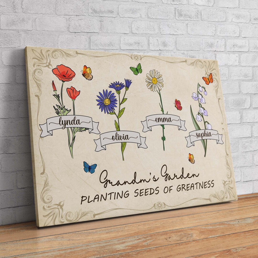 Personalized Grandma Poster Canvas, Grandma's Garden With Grandkids ...