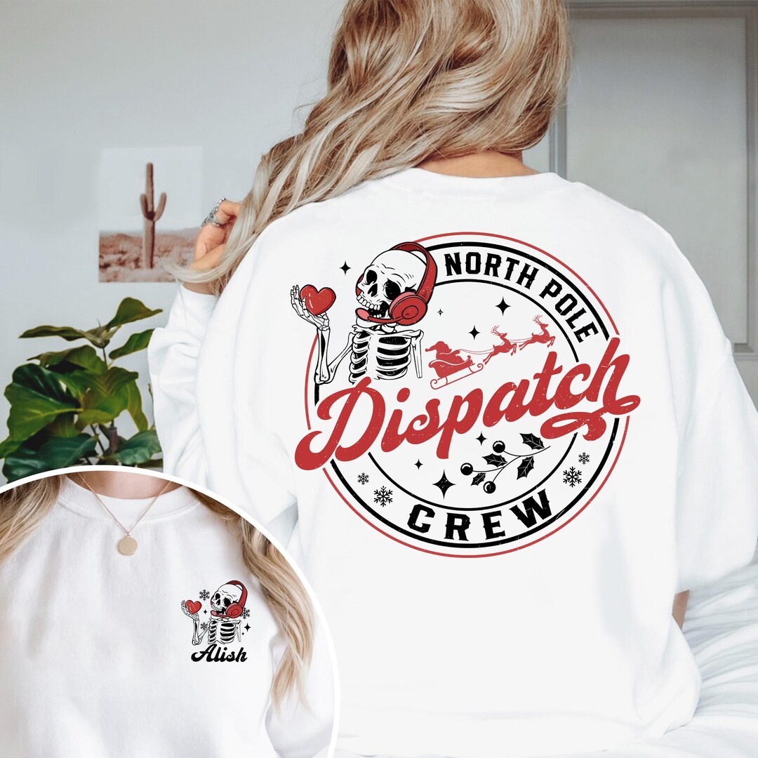 Personalized 911 Dispatcher Christmas Sweatshirt, Skeleton Dispatcher ...
