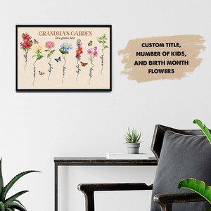 Grandma's Garden With Birth Flower Family Bouquet Poster Canvas Wall ...