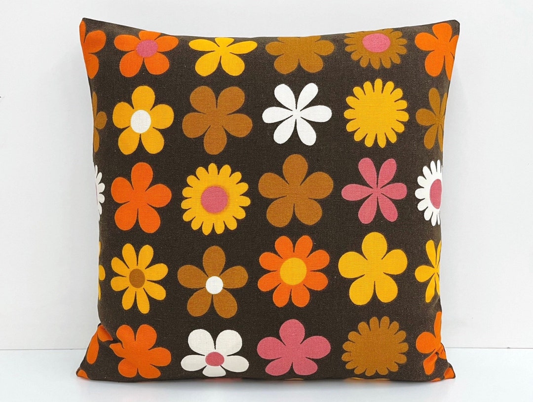 Vintage 60s Cushion Cover Heidi by Genia Sapper Moygashel Fabric Flower ...