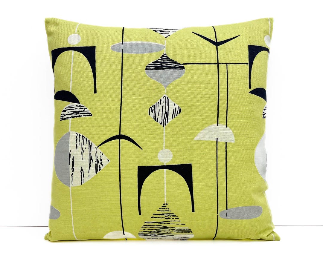 1950s Fabric Vintage Pillow Cushion - Marion Mahler ‘mobiles’ for David ...