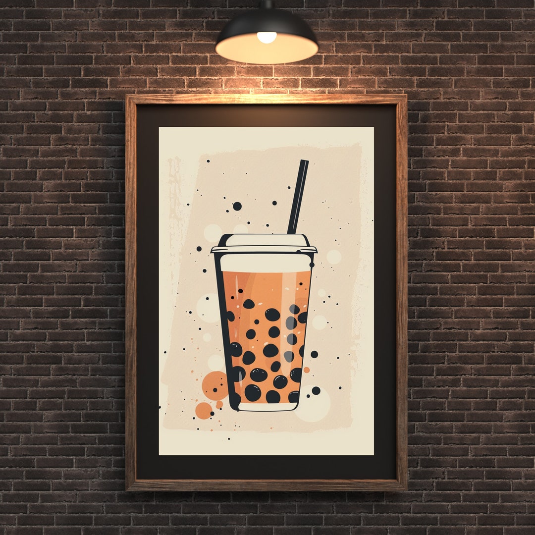 Bubble Tea Art Poster, Minimalist Splatter Style Digital Download, Cool ...