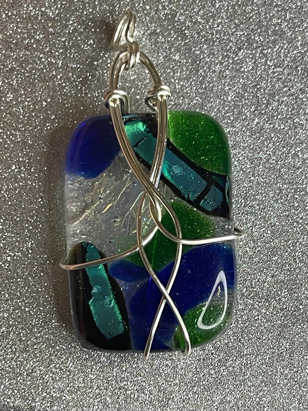 Intrigue, Glass Wire Wrap Pendant - Etsy