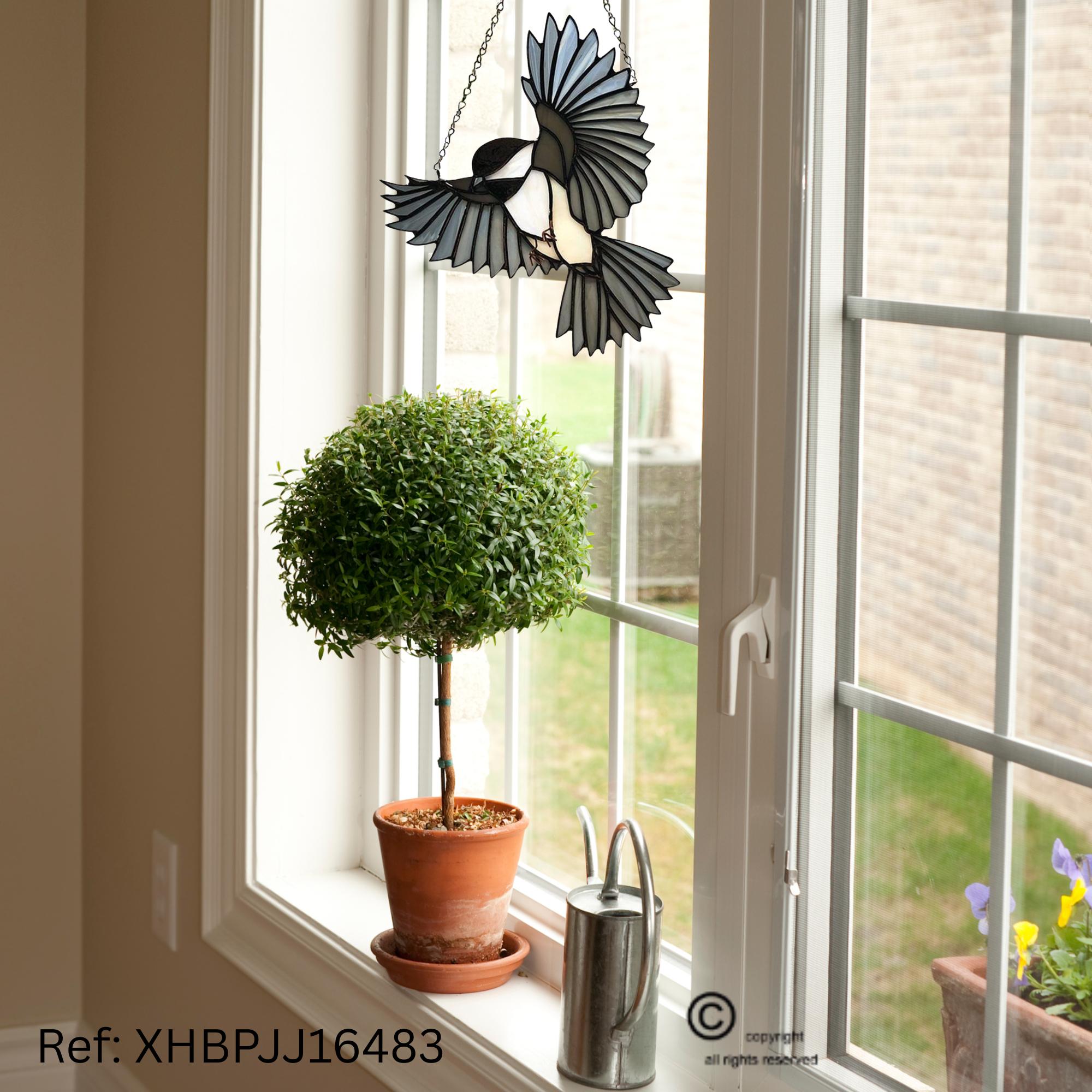 Stained Glass Hummingbird Suncatcher: Black Bird Window Hanging - Etsy