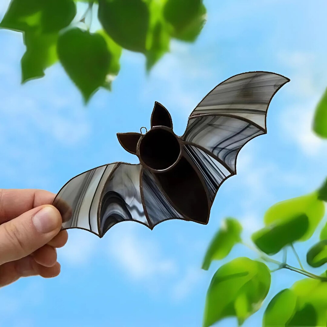 Halloween Stained Glass Bat Suncatcher Hanging Bat Sun Catcher Garden ...