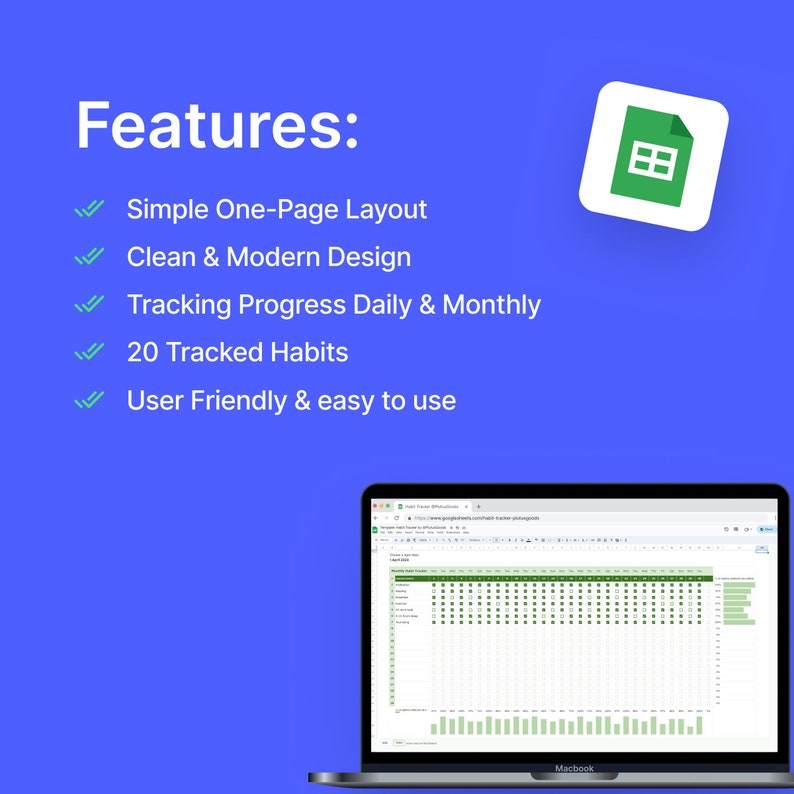 Habit Tracker - Google Sheets Template - Daily Monthly Habits ...