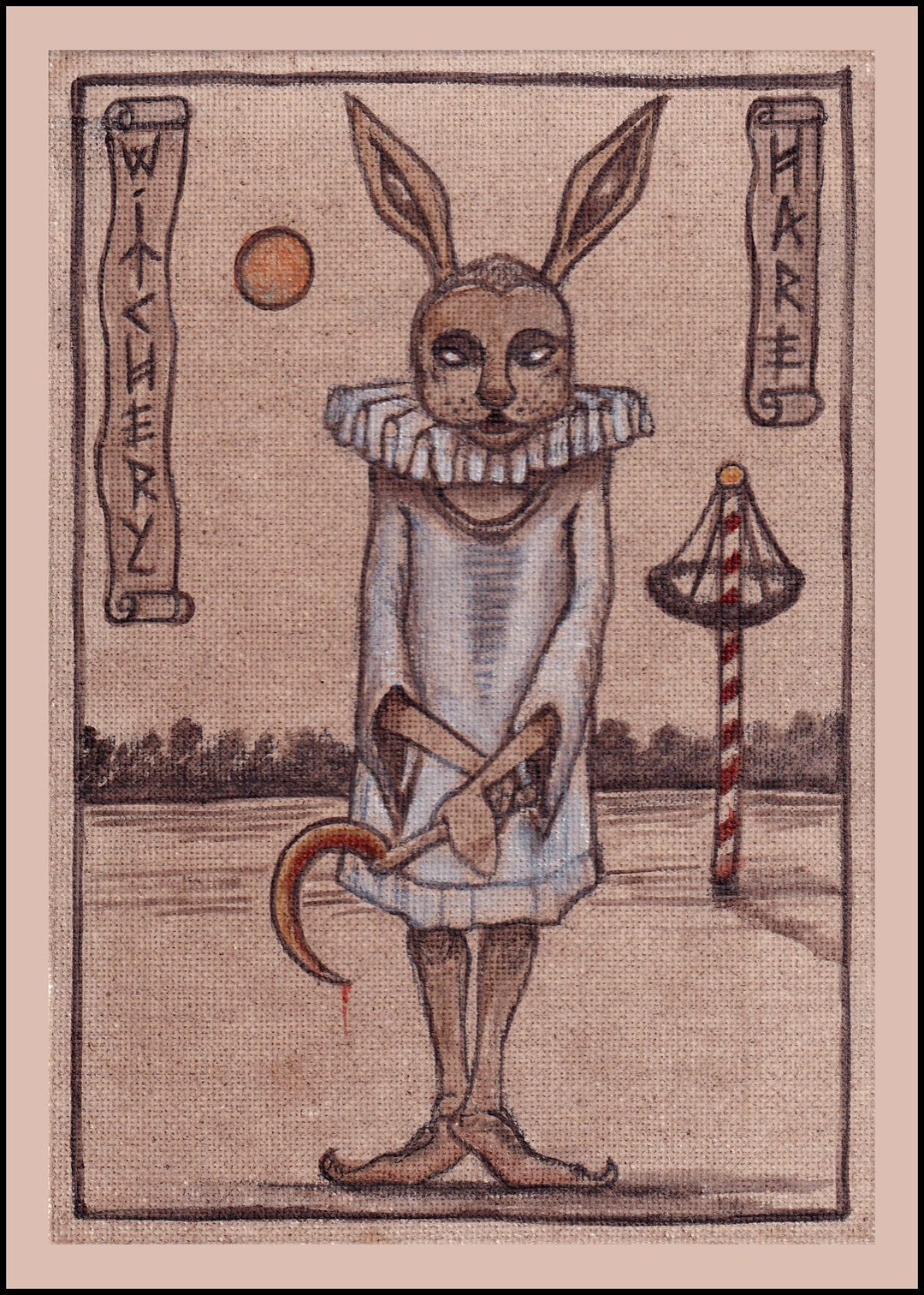 Hare Witch Original Painting, Rabbit Fairy Folklore Original Art, Folk ...