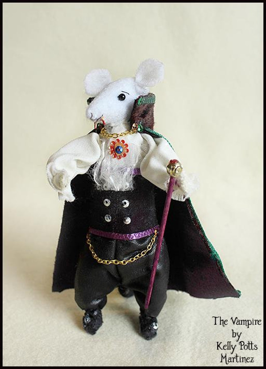 Vampire Dracula Mouse Handmade Miniature Cloth Felt Sculpture, Mouse ...