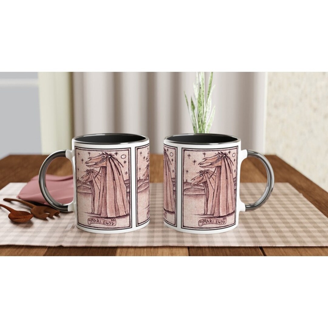 Mari Lwyd Celtic Folklore Marc Potts Art Mug, Grey Mare Yule Folk ...