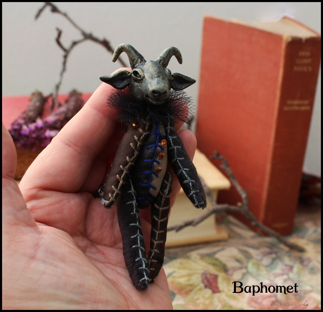 Baphomet Folk Horror Art Doll Miniature, Black Goat OOAK Occult ...