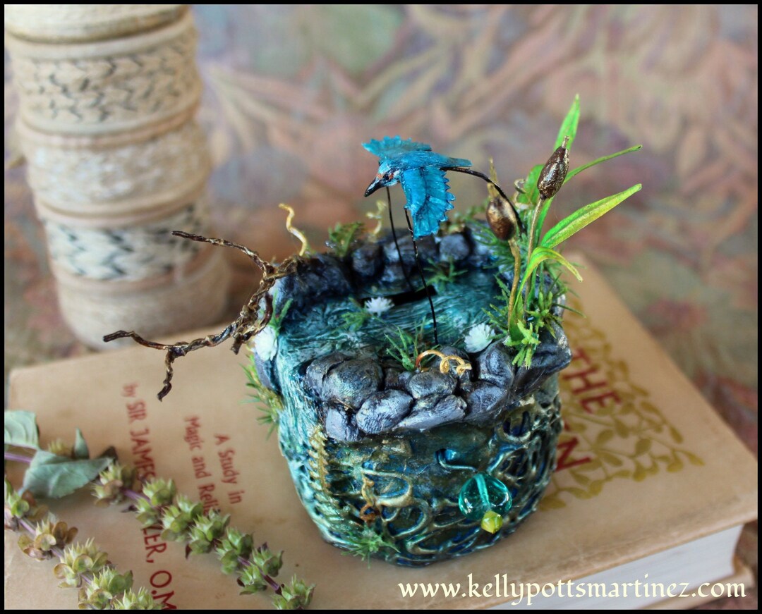 Automaton Kingfisher River, Bird Automata Hand Cranked OOAK, Fairy Core ...