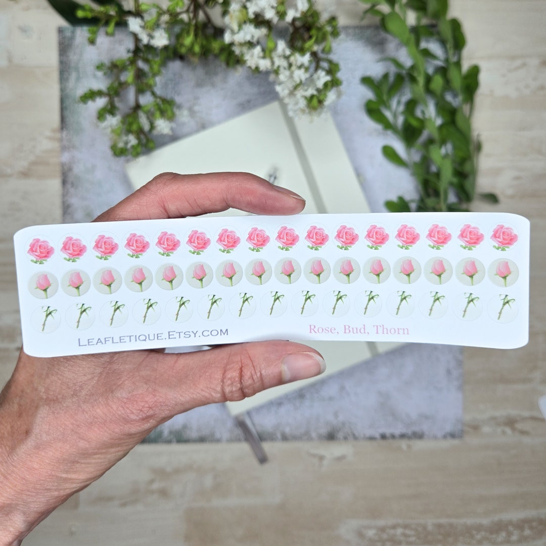 Rose, Bud, Thorn Sticker Sheet for Planners and Journals, Reflection ...