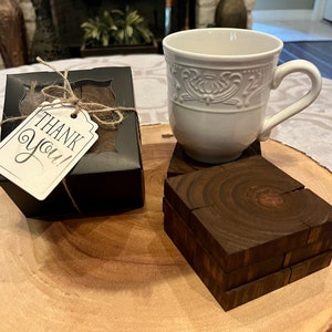Reclaimed Wood Square Coasters Set of 4 Farmhouse, Unique Table Decor ...