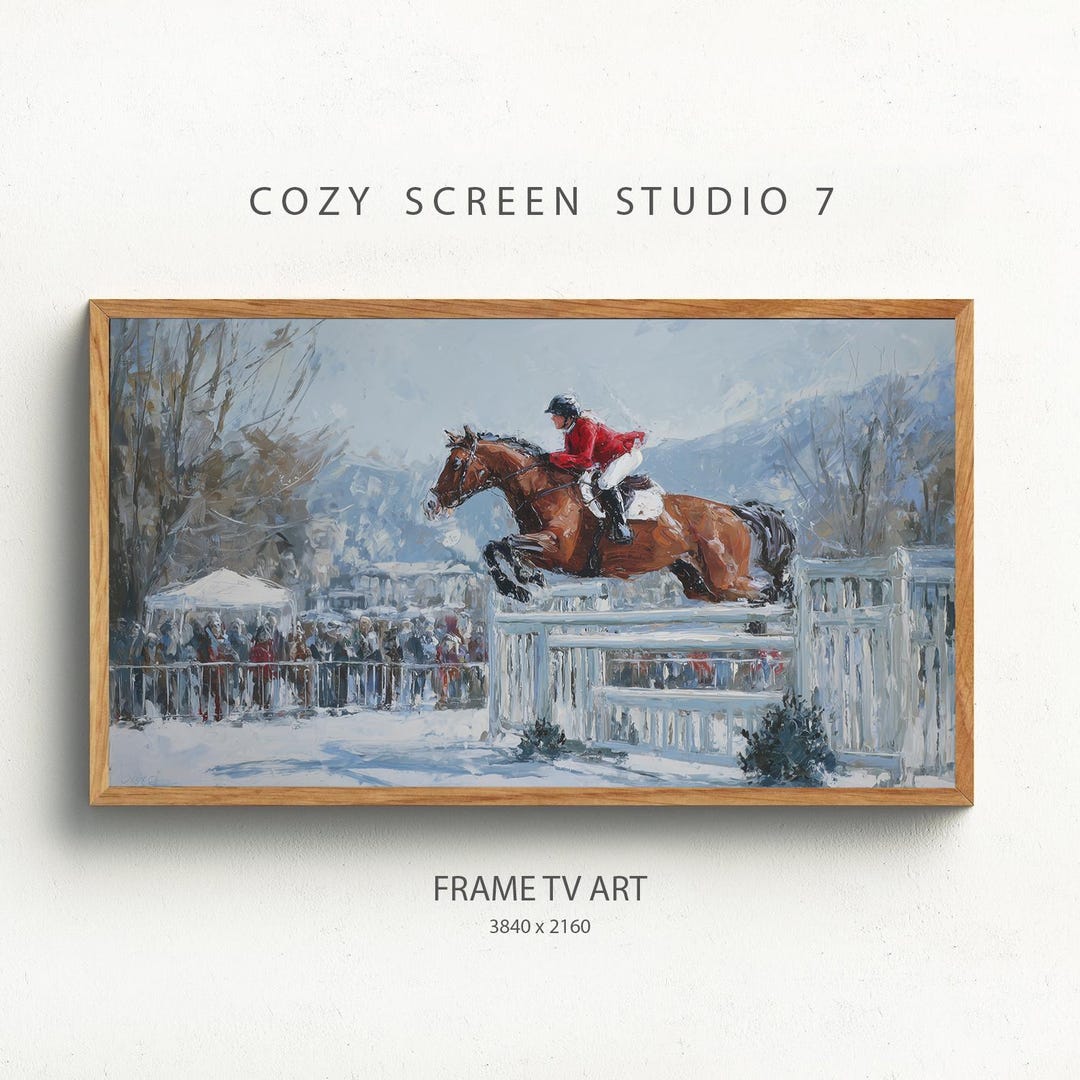 Show Jumping Frame TV Art | Santa Riding on Horseback Painting (digital ...