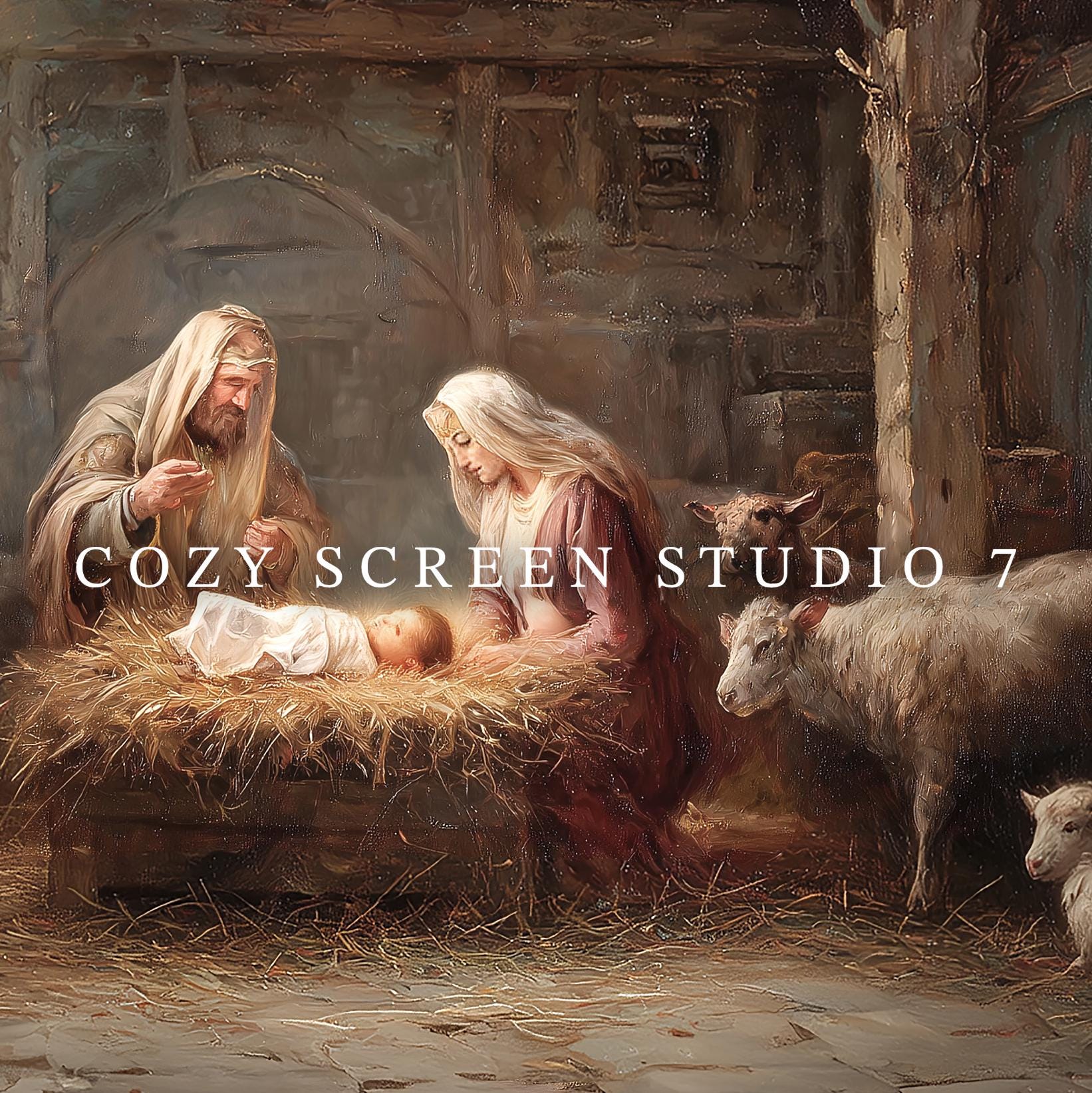 Vintage Nativity Scene Frame TV Art | Moody Christmas Impressionist ...