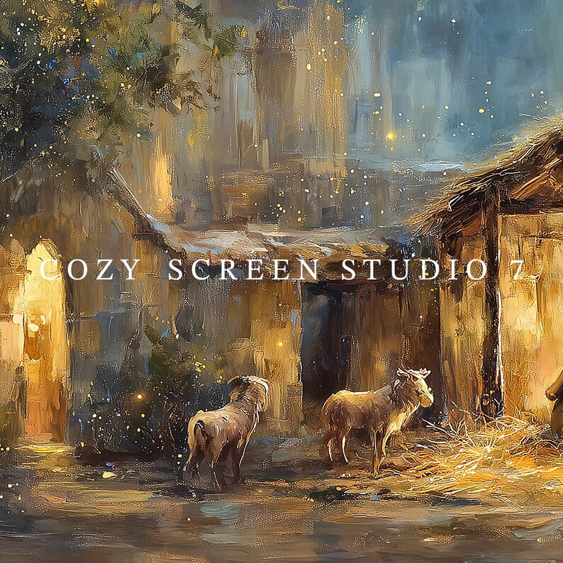 Nativity Scene Frame TV Art, Impressionist Holy Night Painting (digital ...
