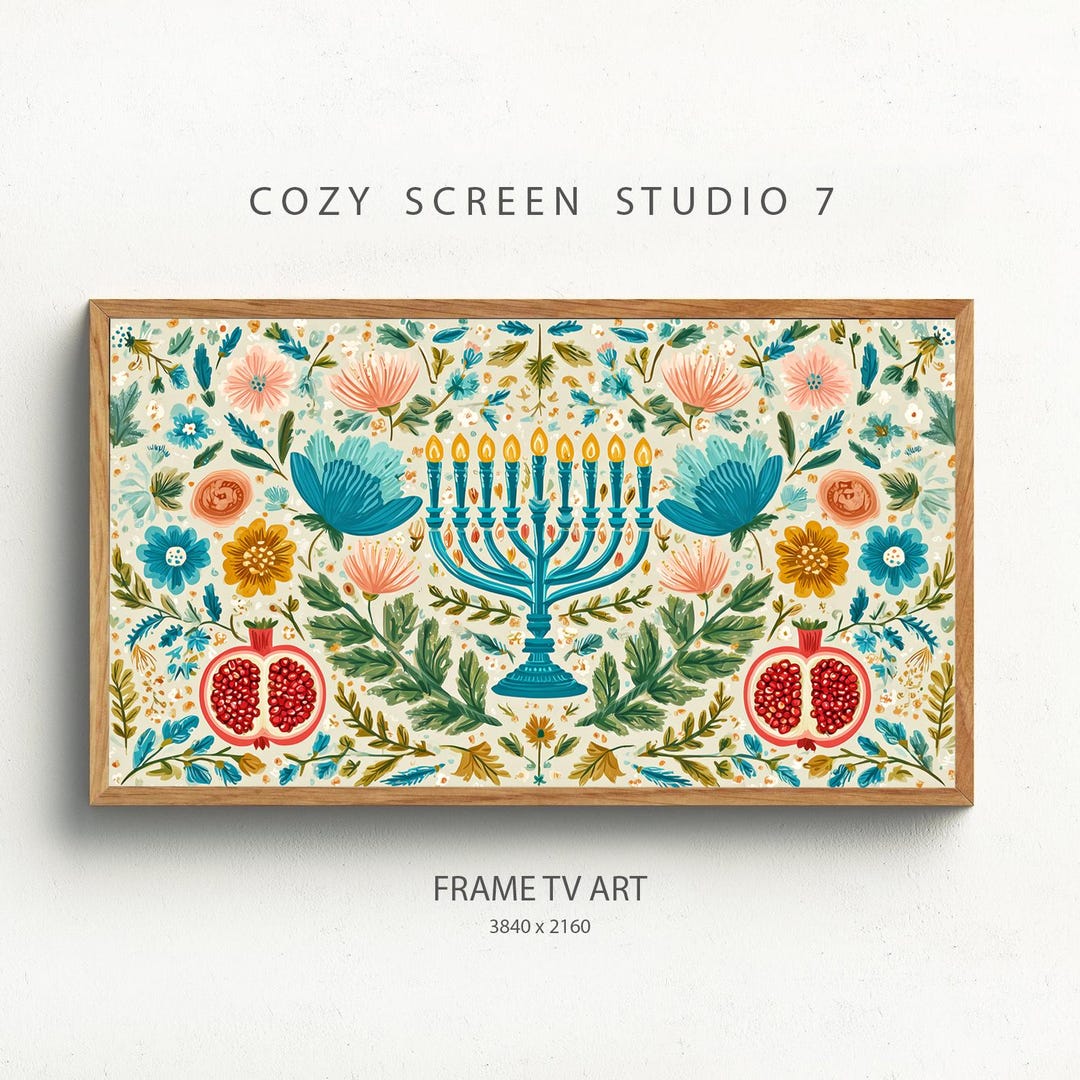 Hanukkah Menorah Frame TV Art (digital Download) | Scandinavian Jewish ...