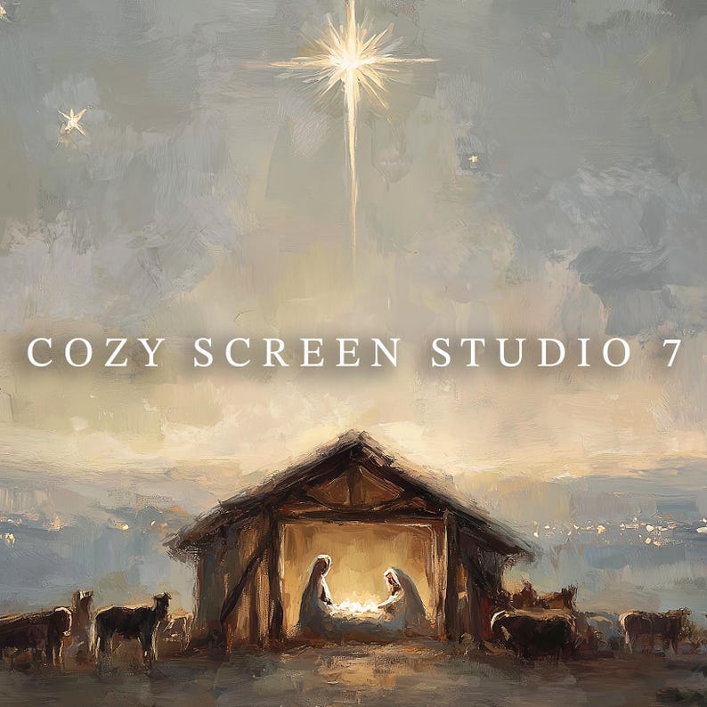 Starry Nativity Scene Frame TV Art | Vintage Christmas Emmanuel ...