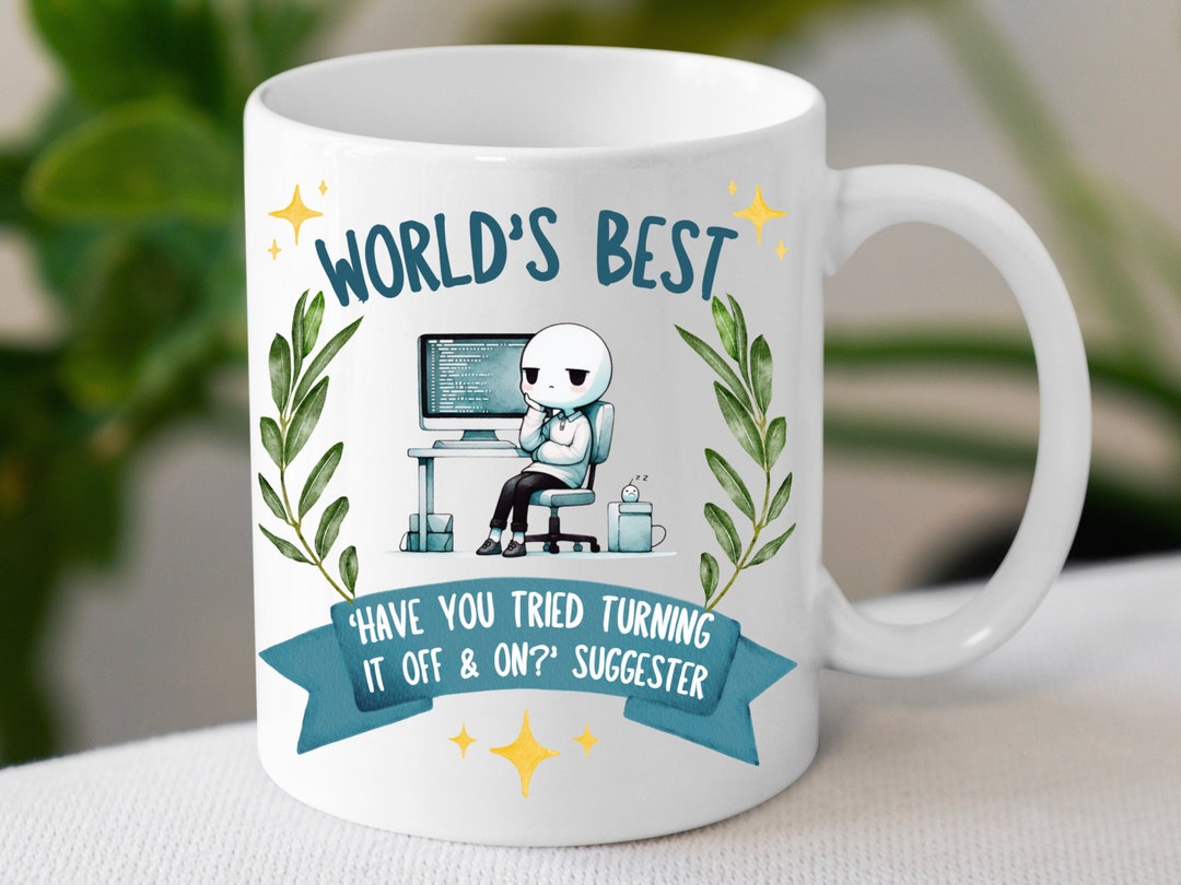 World's Best IT Support Computer Restart Mug - Funny Coworker Gift ...