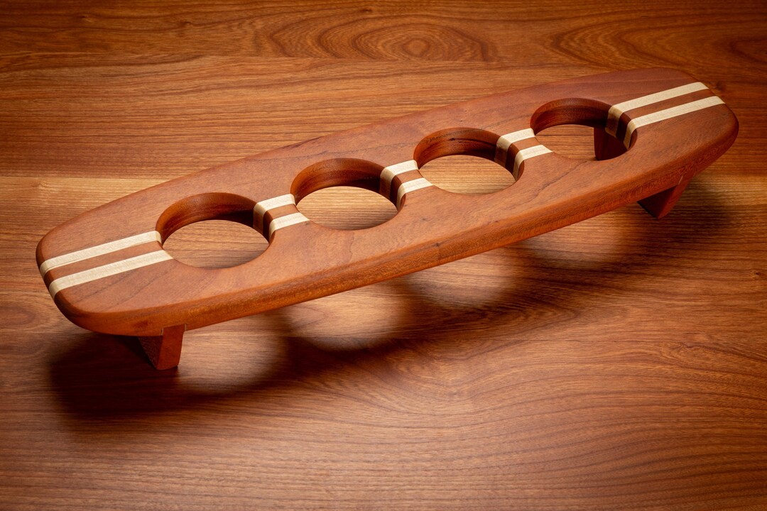 Cherry Drink Flight Tray With Detail Stripes, Tapered Handcrafted ...