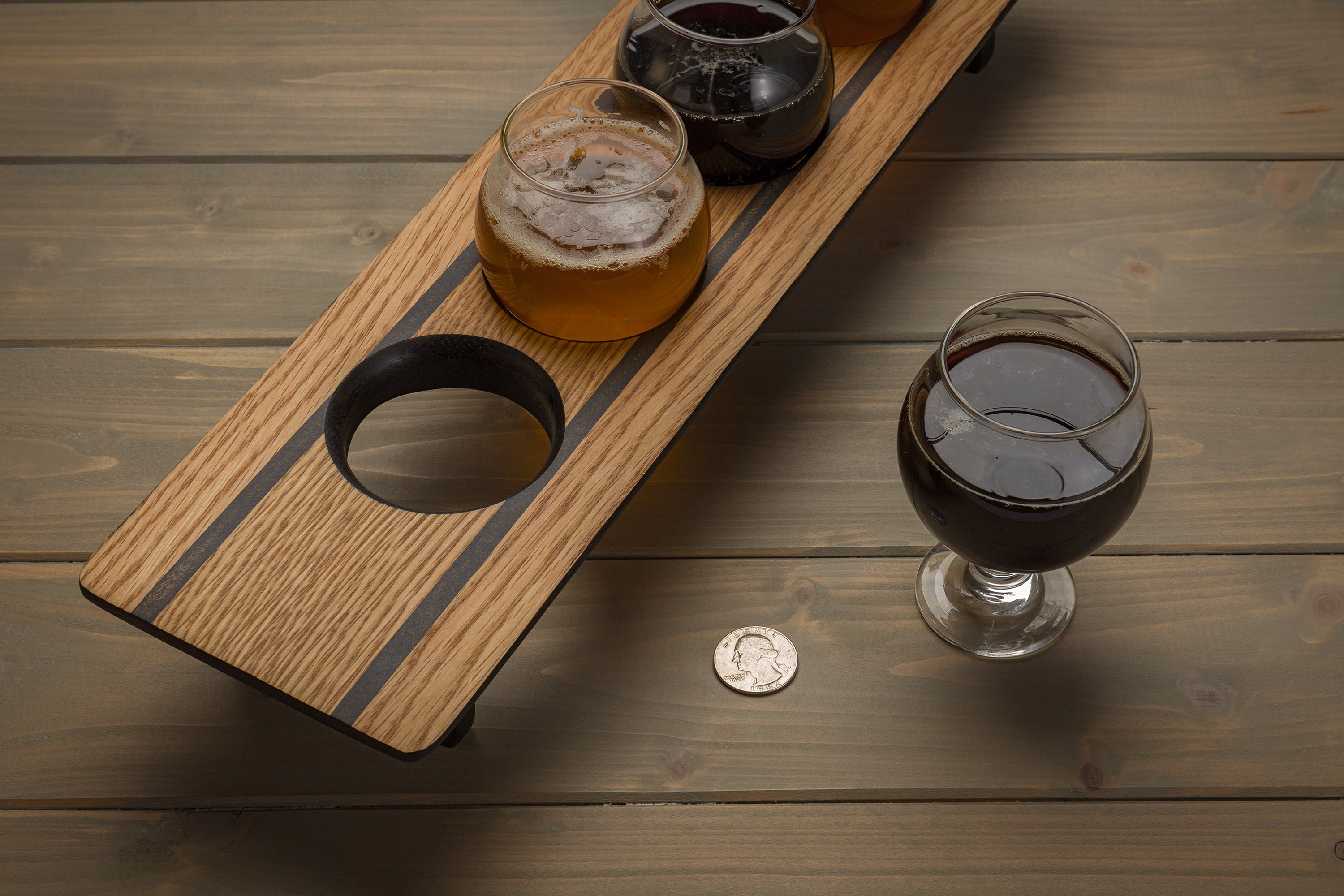 Two Toned White Oak Drink Flight Tray - Great Gift for Craft Beer ...