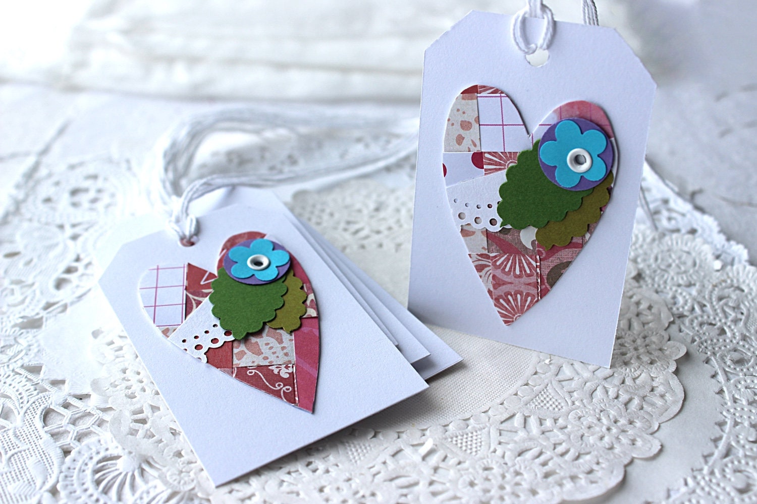 Heart Gift Tags Gift Tags Set of 6 Embellished Heart Tags - Etsy