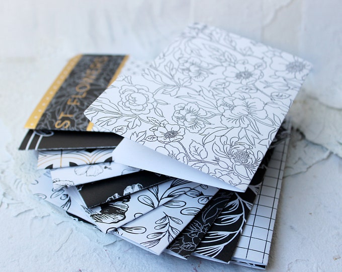 Mini File Folders, File Folders, Scrapbook Supply, Junk Journals, Black ...