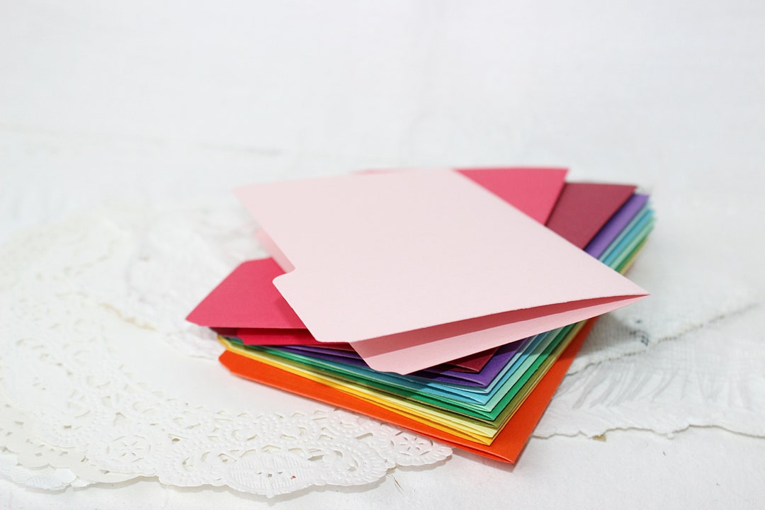 Mini Colorful File Folders - Scrapbook & Junk Journal Supply - Set of ...