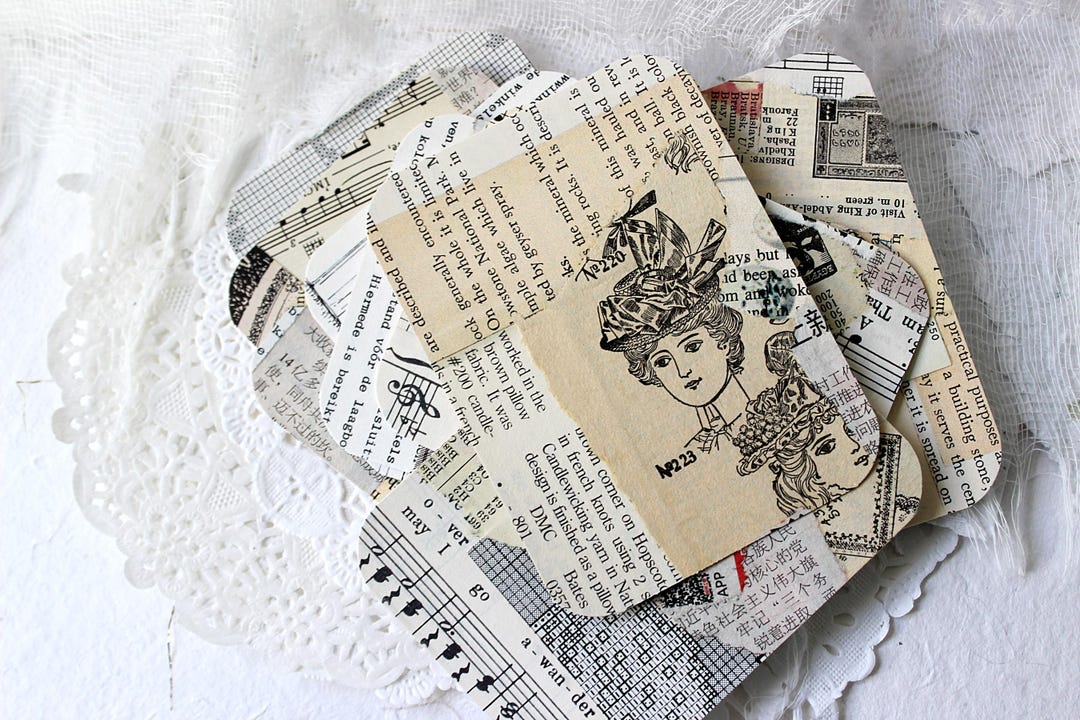 Journaling Cards: Junk Journal Supply, Set of 12 Collaged Cards - Etsy