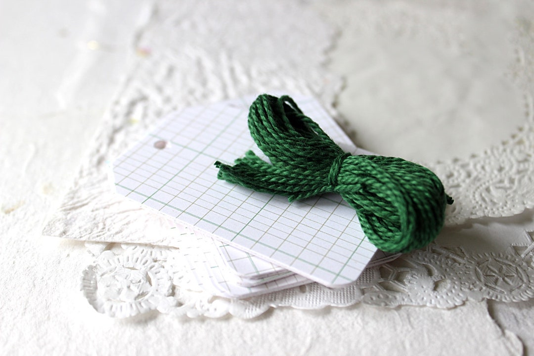 Ledger Gift Tags: White Card Stock With Green Ties - Etsy