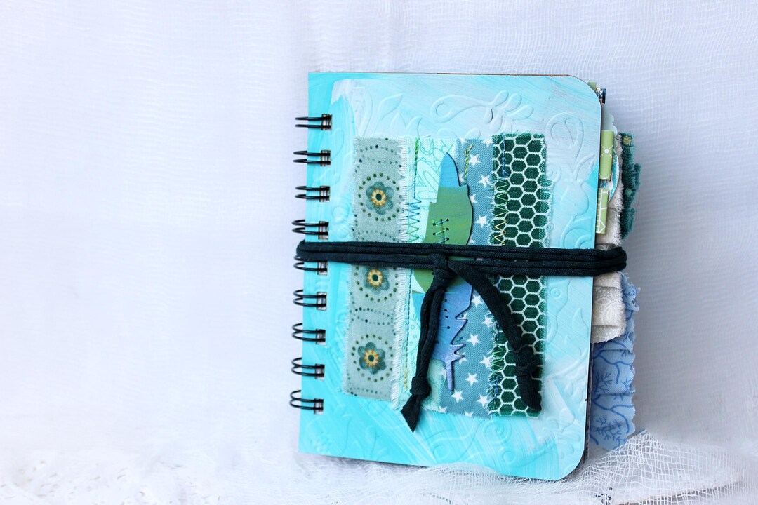 Spiral Bound Journal, Painted Journal Covers, Turquoise/white Themed ...