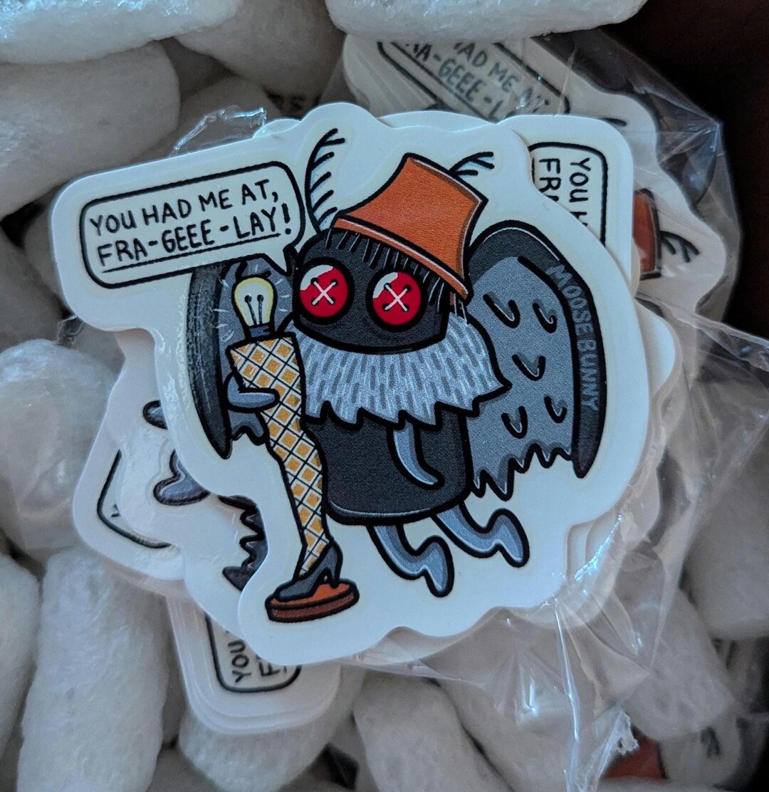 Mothman Loves Leg Lamp- 3 Inch Glow in the Dark Vinyl Sticker - Cryptid ...