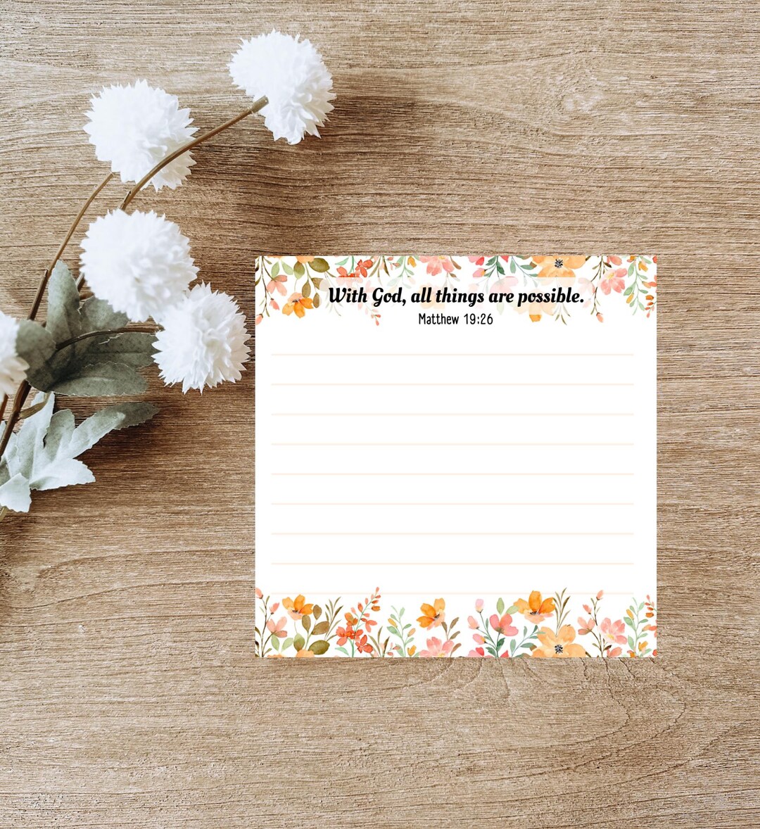 Christian Notepad, Matthew 19:26, Bible Verse Notepads, Bible Verse ...