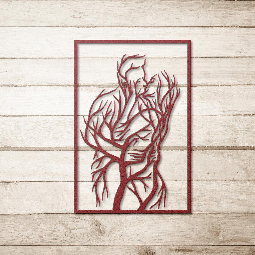 Couple Hugging Metal Wall Art – Intertwining Branches Silhouette ...