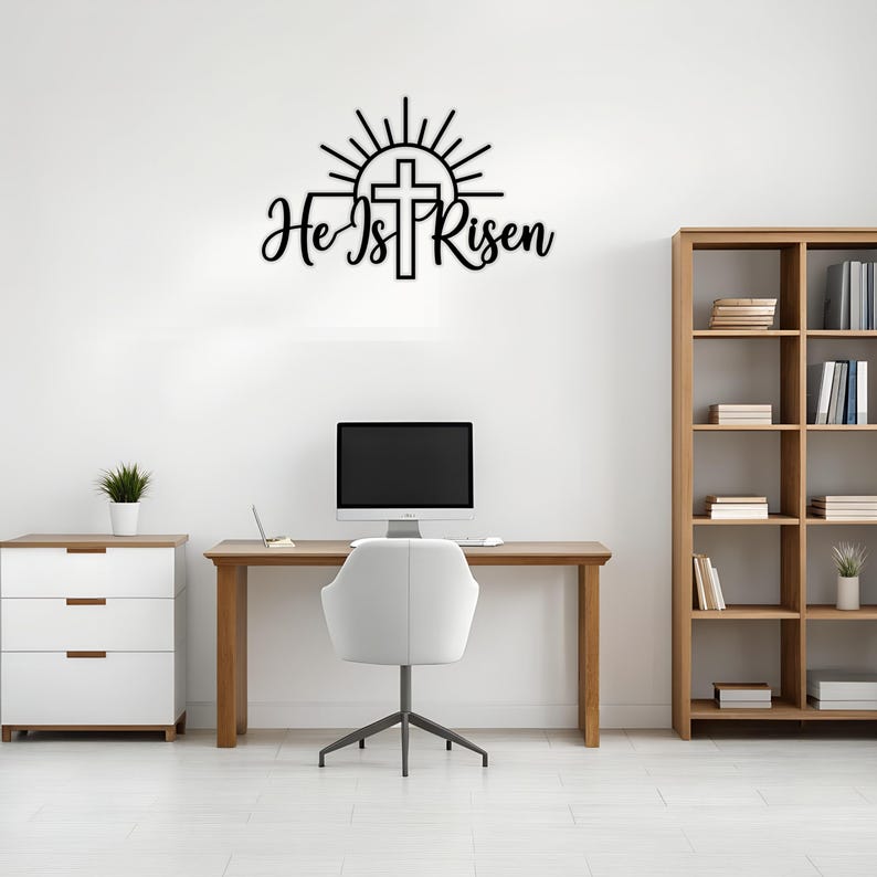 He is Risen Metal Wall Art - Christian Scripture Faith Sign Easter Home ...