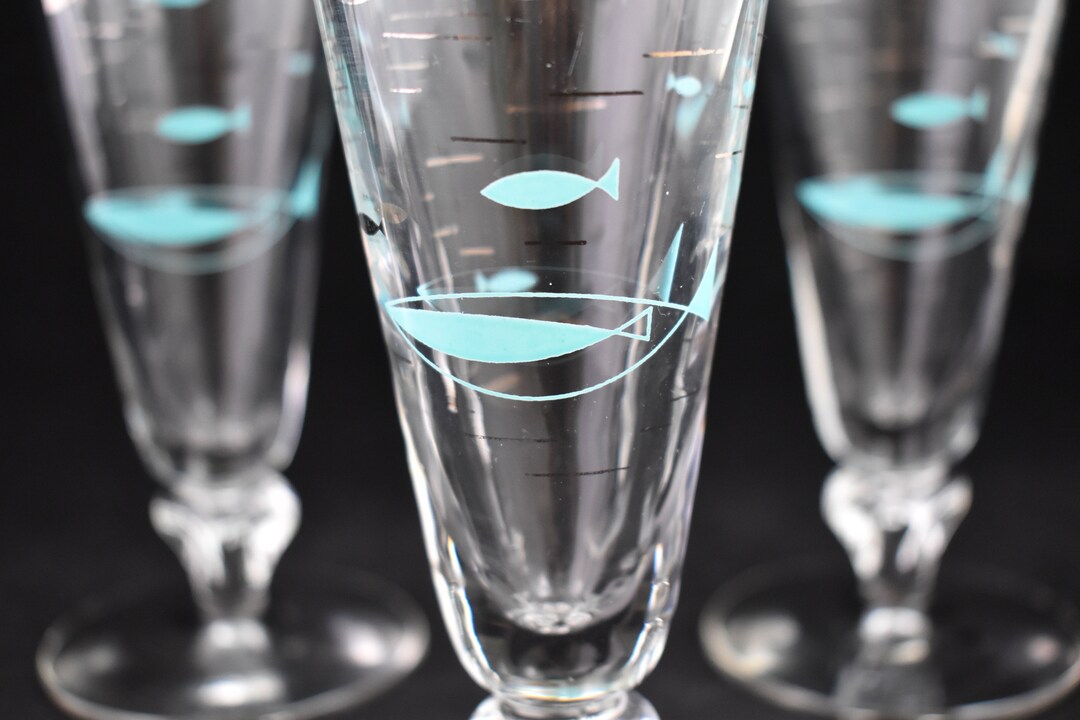 Mediterranean Pattern Atomic Fish Pilsner Glasses by Libbey - Set of 4 ...