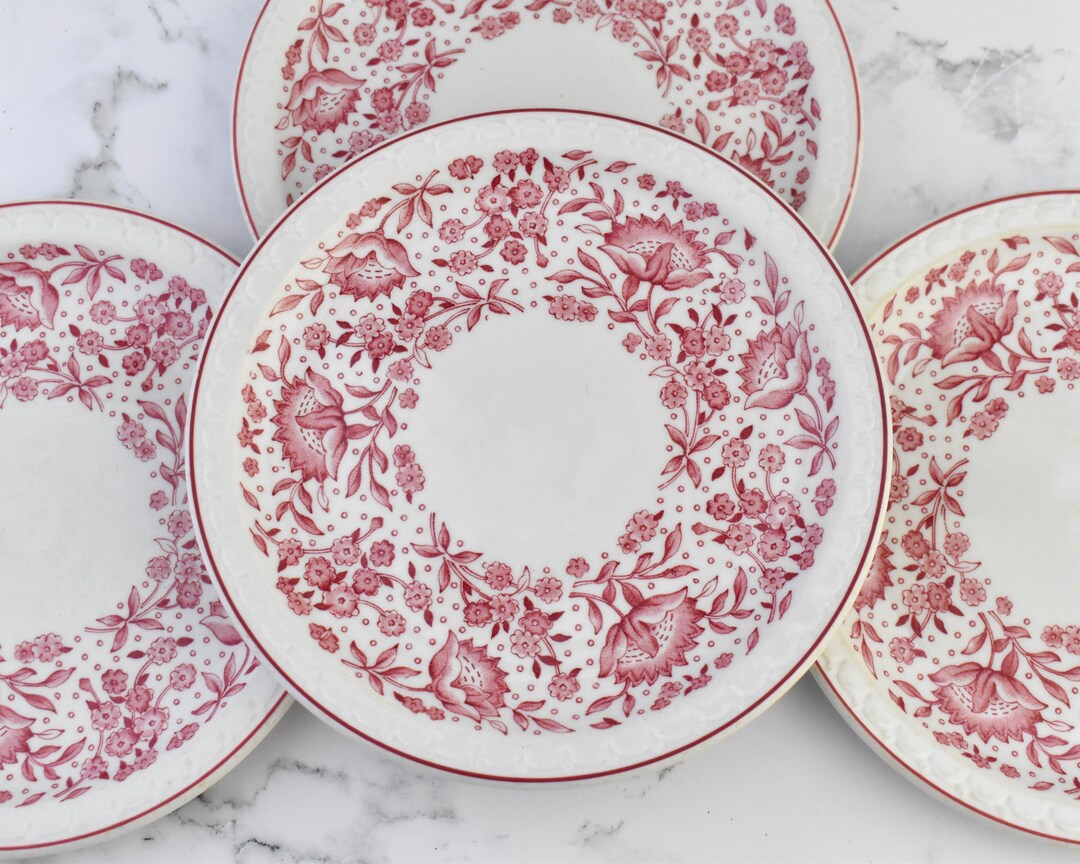 Set of 4 Dessert Plates Syracuse China Restaurant Ware --- Roxbury Red ...