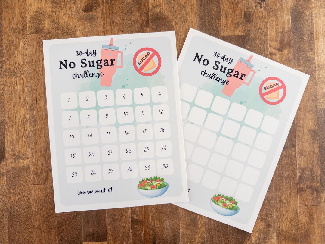 30 Day Challenge No Sugar Printable | Digital Fitness Calendar | FIT001 ...