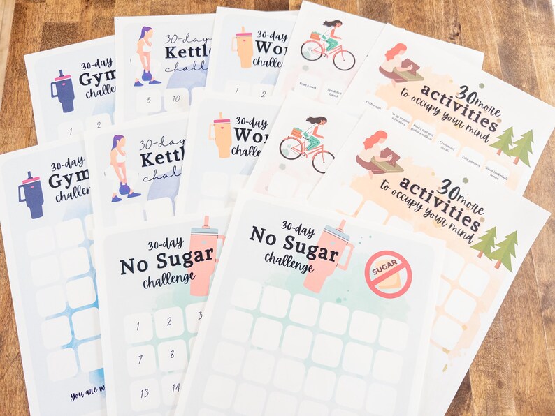 30 Day Challenge No Sugar Printable | Digital Fitness Calendar | FIT001 ...