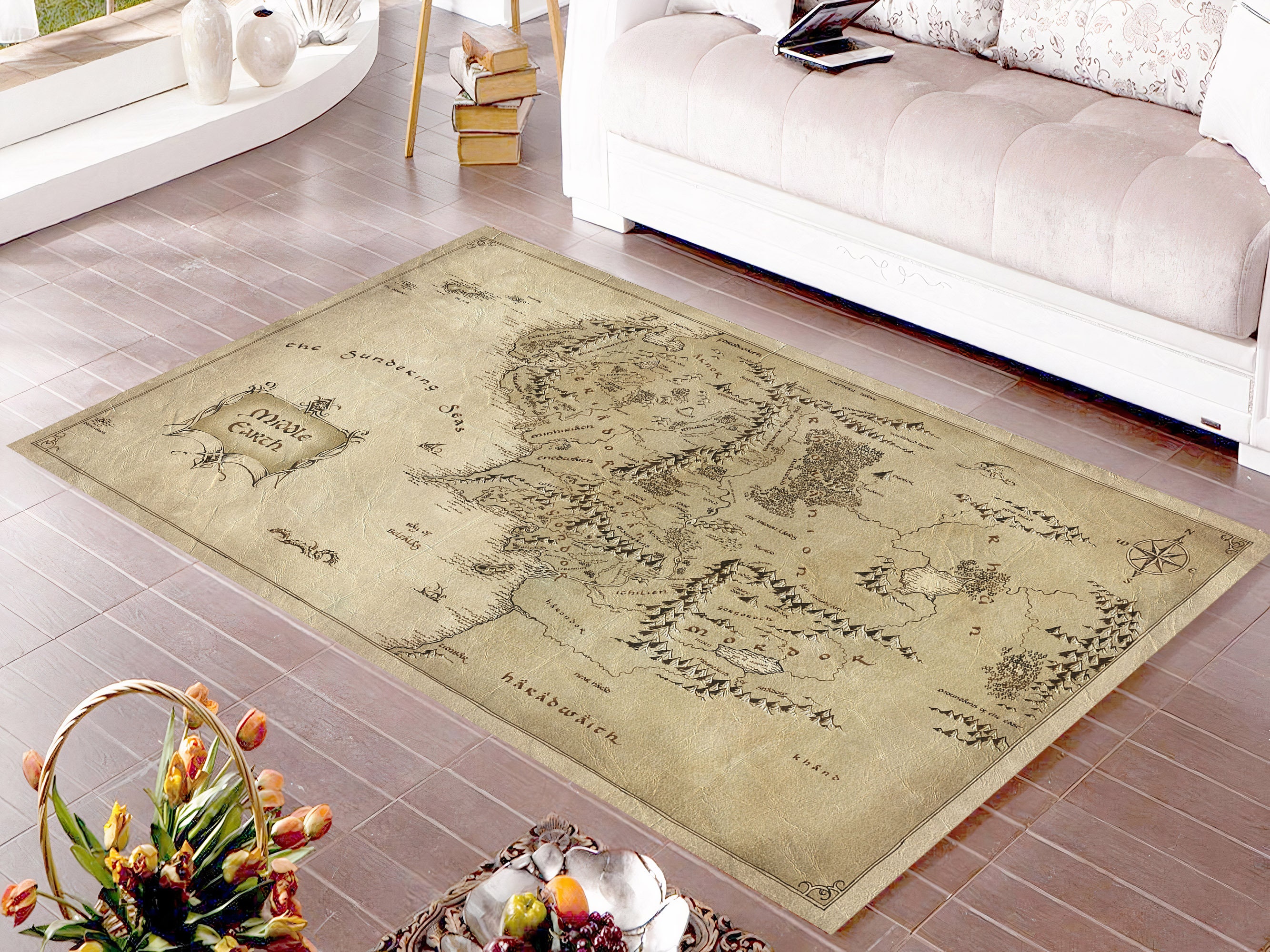 Lord of Ring Earth Map, Earth Map Rugs,retro Map Rug,map Rugs ...