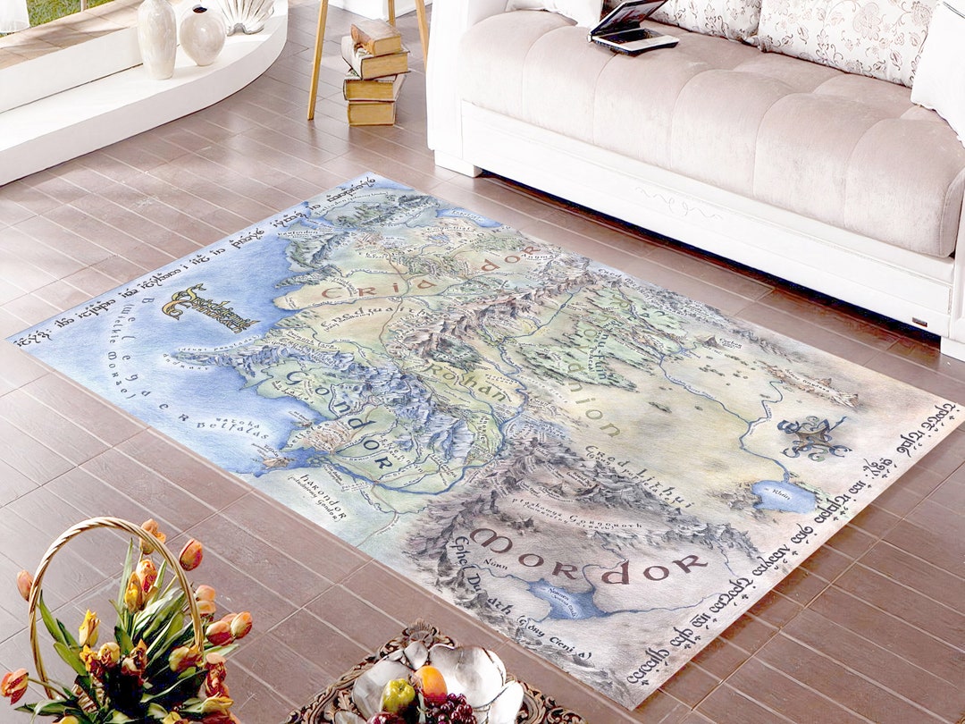 Lord of Ring Earth Map, Earth Map Rugs,retro Map Rug,map Rugs ...