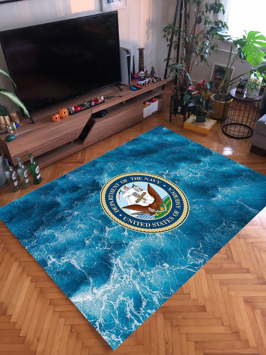 U.S. Navy Emblem Rug, Rugs for Living Room, Art Rug, Decorative Rug ...